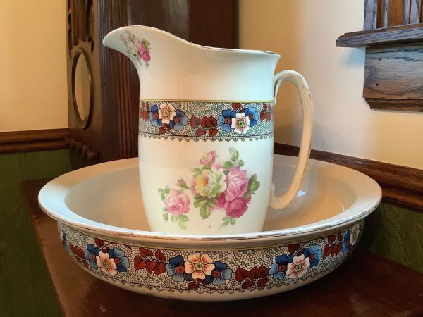 Vintage Antique Large Porcelain Wash Pitcher Bowl L & Sons Hanley ...