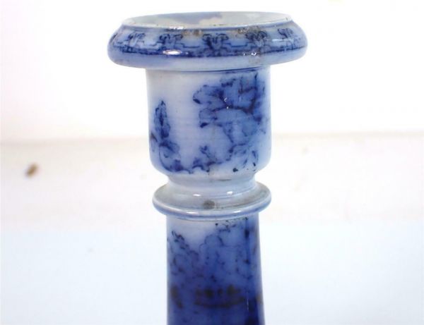 PAIR ANTIQUE ASHWORTH BROS FLO BLUE CANDLESTICKS NANKIN JAR PATTERN ...