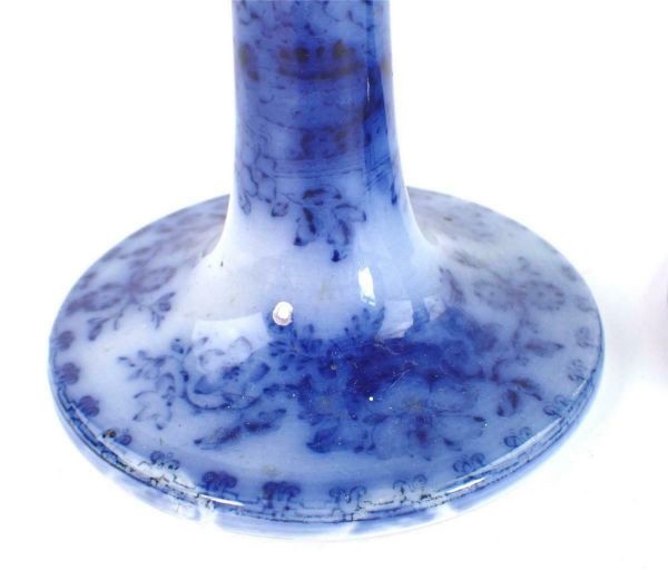 PAIR ANTIQUE ASHWORTH BROS FLO BLUE CANDLESTICKS NANKIN JAR PATTERN ...