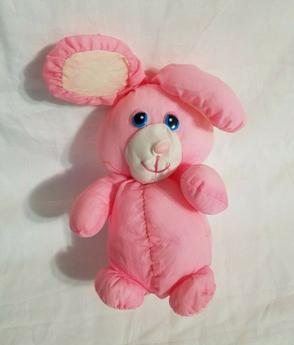 Vintage Pink Nylon Bunny Rabbit Plush Stuffed Animal Toy MTY Dan Dee ...