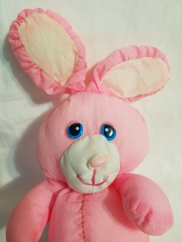 Vintage Pink Nylon Bunny Rabbit Plush Stuffed Animal Toy MTY Dan Dee ...
