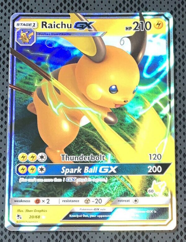 POKEMON TCG CARD Raichu GX Hidden Fates 20/68 2019 Holo Foil Ultra Rare ...