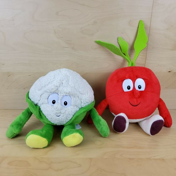2 X GOODNESS GANG Co Op COLIN CAULIFLOWER & RUBY RADISH BUNDLE SOFT TOY ...