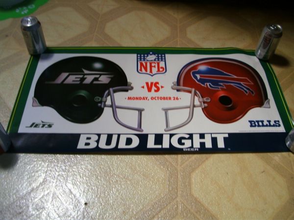 Vintage Bud Light Beer Monday Night Football Jets Vs Bills NFL Poster ...