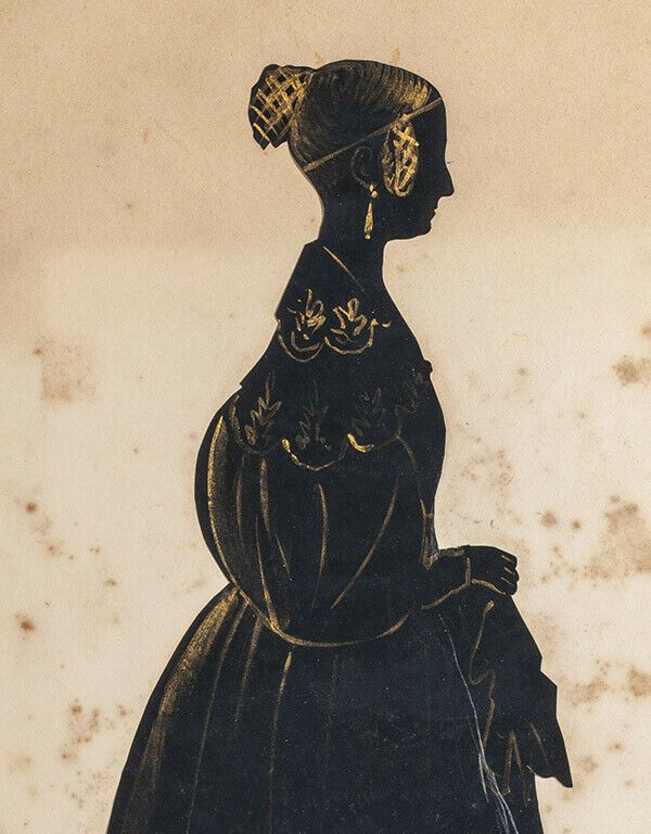 1850 Full Body Silhouette Of A Lady In Charcoal | #60414900