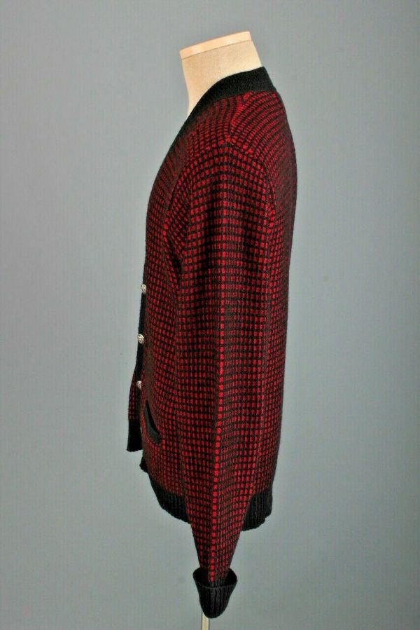 Men ' S 1960s Jantzen Red And Black Knit Cardigan Sz S/M 60s Vtg ...