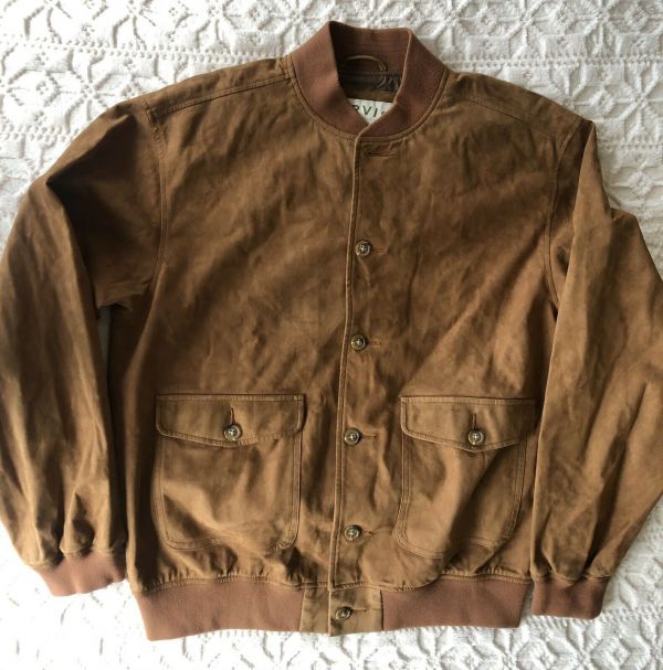 Orvis Sporting Traditions Suede Tan Leather Jacket M Lined Mens Bomber ...
