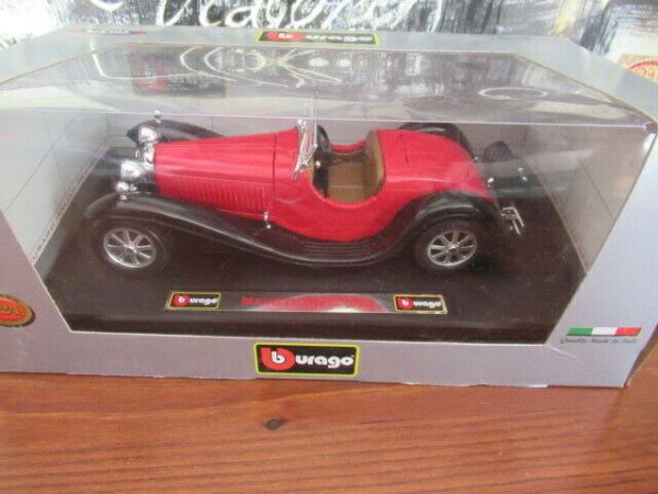 BURAGO BUGATTI TYPE 55 1932 SCALE 1/24 BOXED MODEL CAR MADE IN ITALY ...