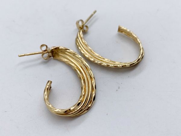VINTAGE SOLID 9ct GOLD FANCY HOOP LOOP LADIES EARRINGS | #61591443