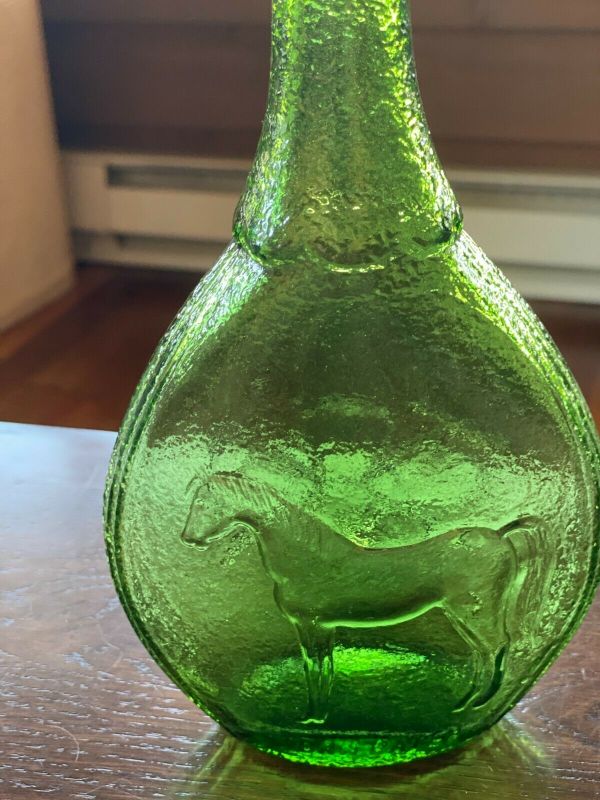 Vintage Dan Patch GREEN Wheaton Glass Flask Bottle Harness Horse Racing ...