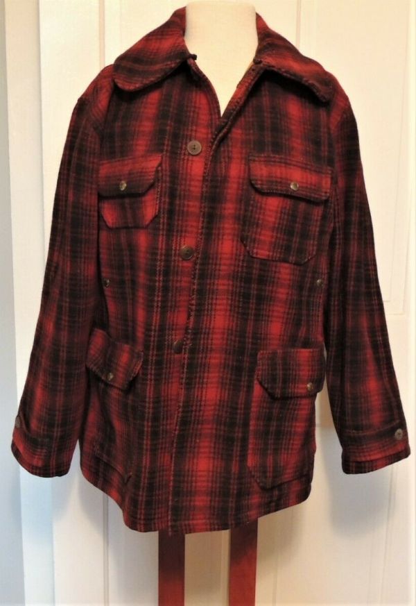 Vintage Woolrich Men ' S Size 40 Wool Plaid Hunting Coat Jacket | #61636006