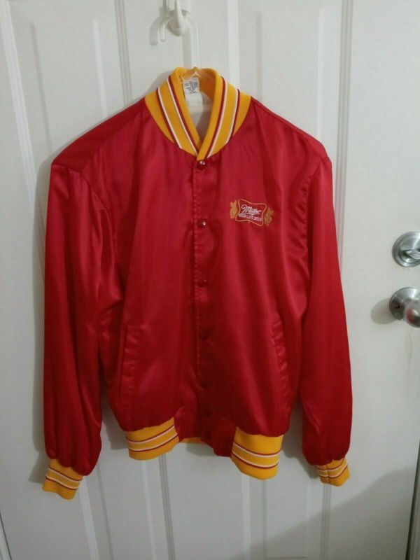 Vintage 80s Miller High Life Beer Brewery Racing Jacket Small MADE IN ...