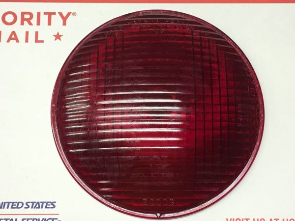 LARGE VinTaGE ARROW 20009 RED Warning GLASS LENS Fire Truck Bus Van OLD ...