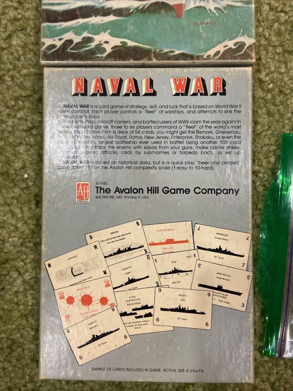 Naval War Game Avalon Hill Vintage 1983 World War II (Complete With All ...