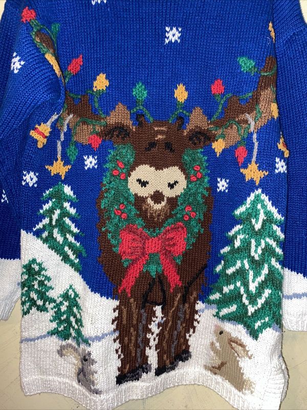 Vintage Signatures By Northern Isles Hand Knit Christmas Moose Sweater ...