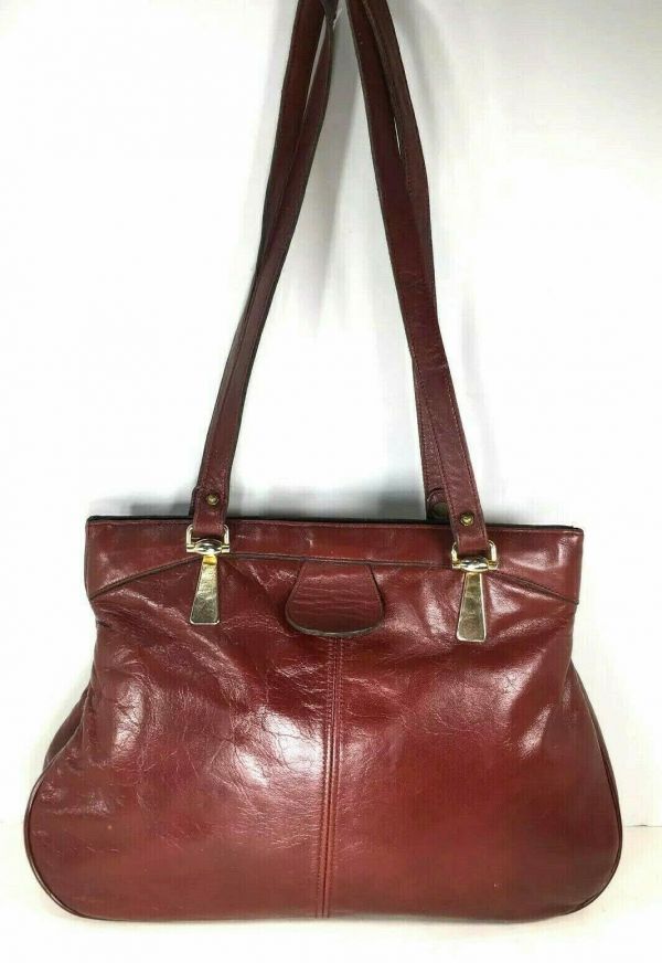 Etienne Aigner Vintage Burgundy Leather Shoulder Bag - Distressed ...