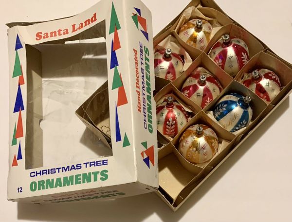 8 - Vintage Santa Land Christmas Tree Ornaments Hand Painted Mercury ...