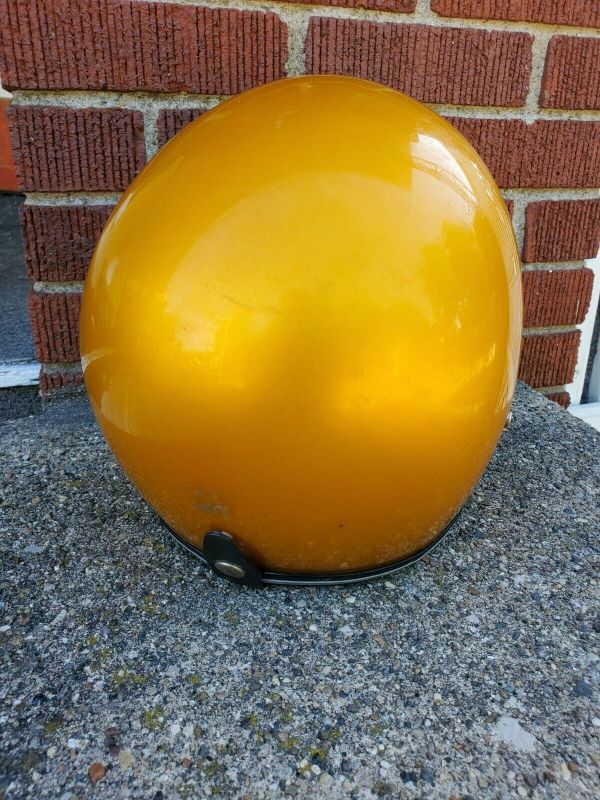 Vintage 1960s 1970s Era Gold Metal Flake Motorcycle Helmet Bobber XL ...